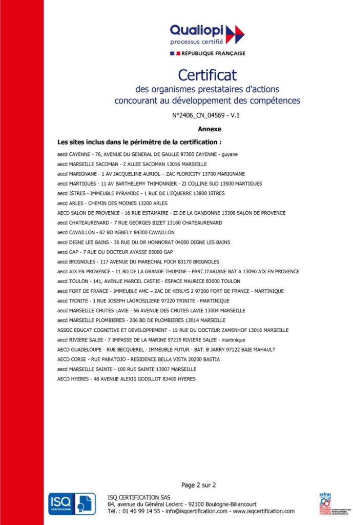 Notre démarche qualité – AECD